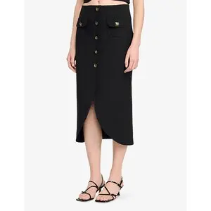 Sandro High-rise Button-down Midi Skirt