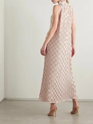 DIMA AYAD Plissé-satin Maxi Dress
