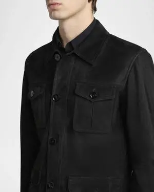 TOM FORD Suede Military Jacket - Black