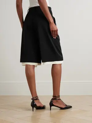 RÓHE Satin-trimmed Pleated Shorts