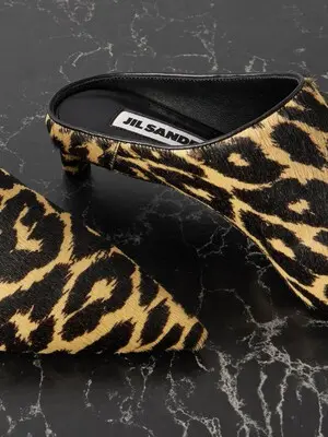 JIL SANDER Leopard-print Calf Hair Mules - Animal Print
