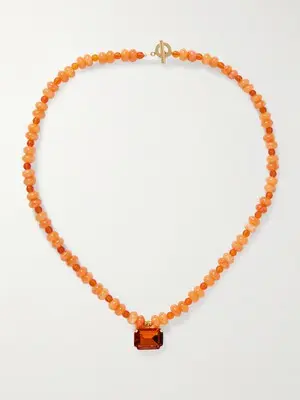 JENNIFER BEHR Salerno Gold-plated, Carnelian, And Crystal Necklace - Red