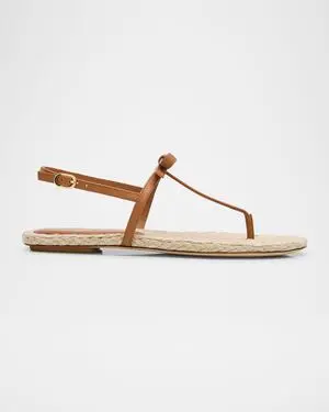 STUART WEITZMAN Felicity Leather Bow Espadrille Sandals - Macchiatonatural