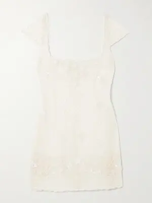 CLIO PEPPIATT Cora Embellished Tulle Mini Dress - Ivory