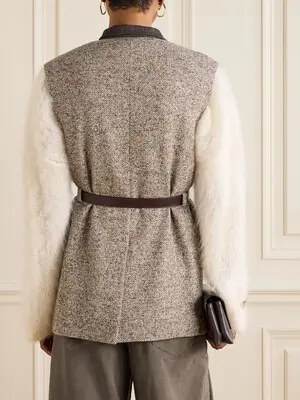 Brunello Cucinelli Belted Cashmere-blend Gilet - Neutrals