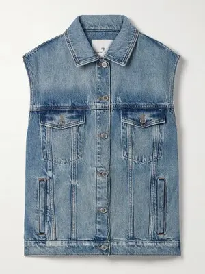 ANINE BING Rory Denim Vest - Blue