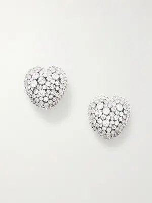 Alessandra Rich Crystal Clip Earrings - Silver
