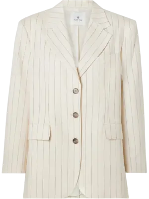 ANINE BING Sara Oversized Pinstriped Blazer - Off-white