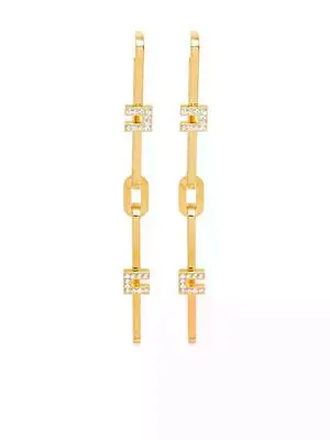 Elisabetta Franchi Chain-link Crystal-embellished Drop Earrings - Gold