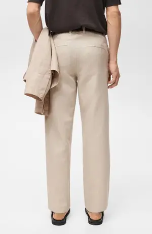 Mango Regular Fit Linen & Cotton Trousers