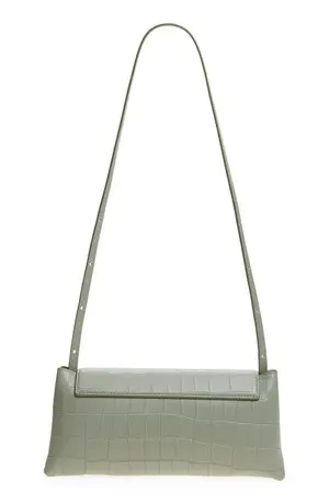 REE PROJECTS Elieze Soft Croc Embossed Leather Clutch - Sage