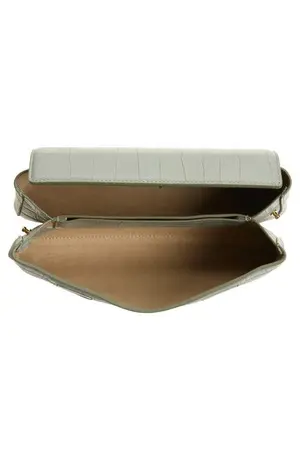 REE PROJECTS Elieze Soft Croc Embossed Leather Clutch - Sage
