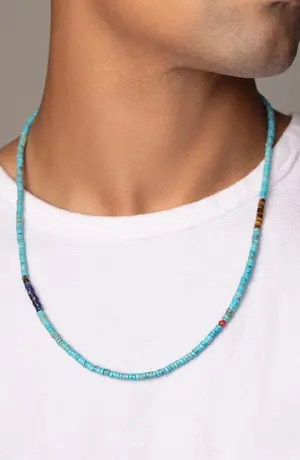 NIALAYA JEWELRY Tiger Eye Lapis Heishi Bead Necklace