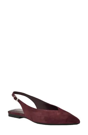 Calvin Klein Galiana Slingback Pointed Toe Flat Dark Red 600