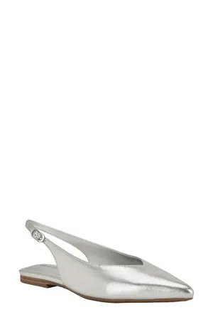 Calvin Klein Galiana Slingback Pointed Toe Flat Silver 040
