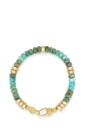 NIALAYA Hexagon Beaded Bracelet - Green Turquoise /gold