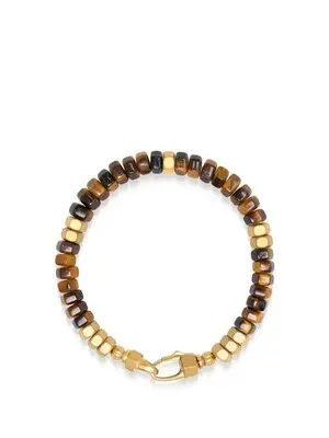 NIALAYA Hexagon Beaded Bracelet Tiger Eye Brown
