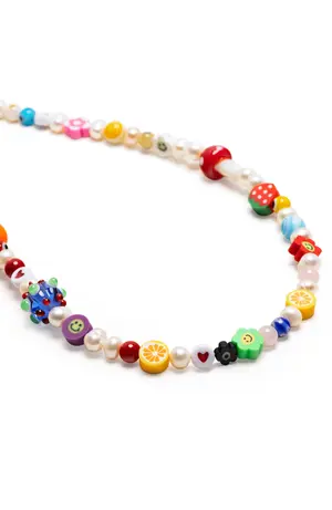NIALAYA Berry Pearl Beaded Necklace