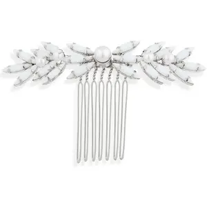 Brides & Hairpins Seira Opal & Faux Pearl Hair Comb - Silver
