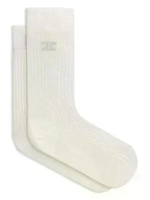 Elisabetta Franchi Ribbed Cotton Ankle Socks - Neutrals