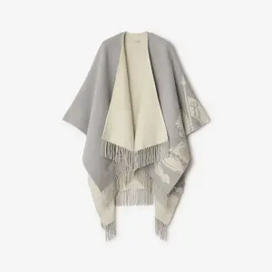 Burberry Ekd Wool Cashmere Cape - Pigeon Grey