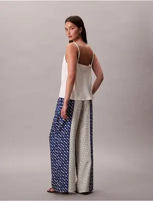 Calvin Klein Printed Viscose Twill Wide Leg Pants