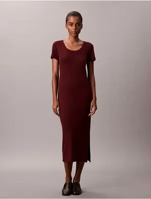 Calvin Klein Cotton Midi Dress - Deep Rouge