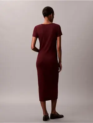 Calvin Klein Cotton Midi Dress - Deep Rouge