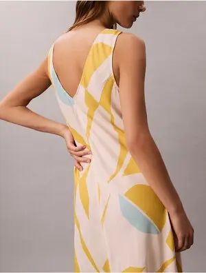 Calvin Klein Printed V-neck Midi Dress