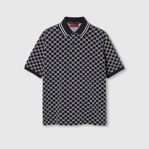 Gucci Gg Cotton Piquet Jacquard Polo Shirt - Blue