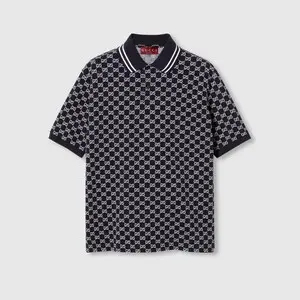 Gucci Gg Cotton Piquet Jacquard Polo Shirt - Blue