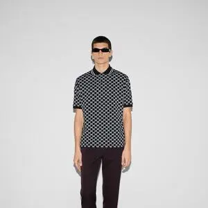 Gucci Gg Cotton Piquet Jacquard Polo Shirt - Blue