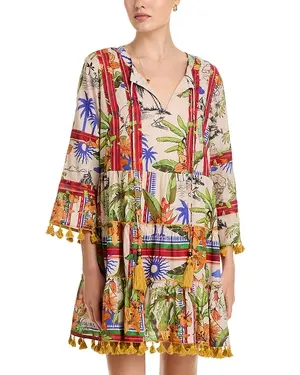 LUCKY & COCO Printed Split V-neck Dress