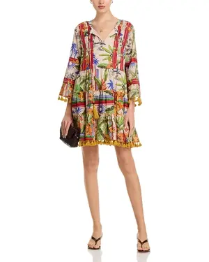 LUCKY & COCO Printed Split V-neck Dress