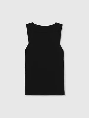 REISS Maisie Low-back Rib-knit Vest - Black