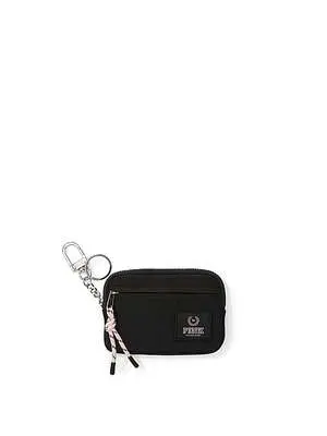 Pink Zip Card Holder Keychain - Black