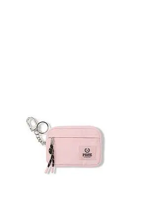 Pink Zip Card Holder Keychain - Pink