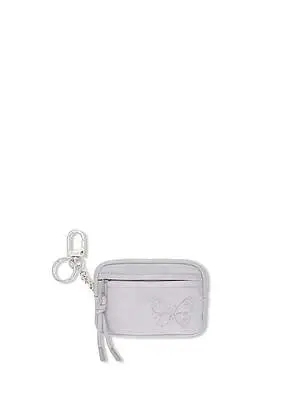Pink Zip Card Holder Keychain - Purple