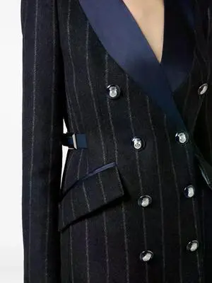 Elisabetta Franchi Pinstripe Satin-lapel Double-breasted Blazer