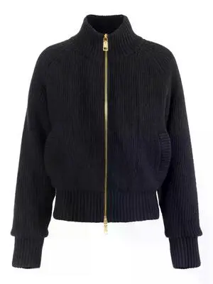 Elisabetta Franchi Ribbed-knit Zip-front Bomber Jacket