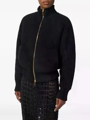 Elisabetta Franchi Ribbed-knit Zip-front Bomber Jacket