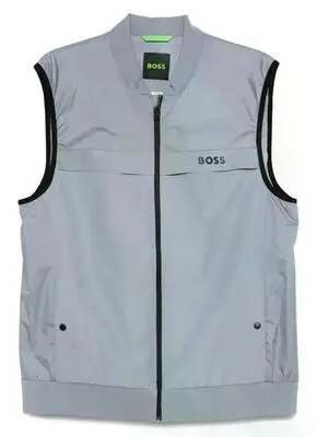 BOSS Gridlyte Zip-front Sleeveless Gilet - Grey