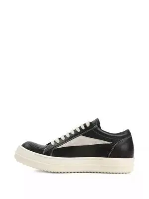 Rick Owens Leather Panelled Low Top Sneakers - Black