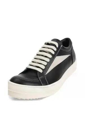 Rick Owens Leather Panelled Low Top Sneakers - Black