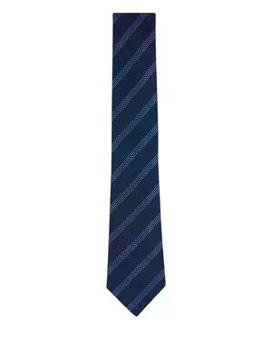 Brunello Cucinelli Striped Silk Neck Tie Blue