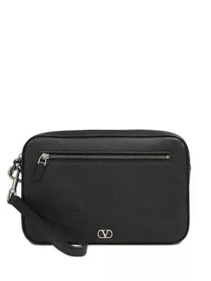 Valentino Garavani Logo Zip-top Clutch - Black