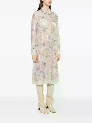 GOLDEN GOOSE Sequin Floral Shirt Dress - Neutrals