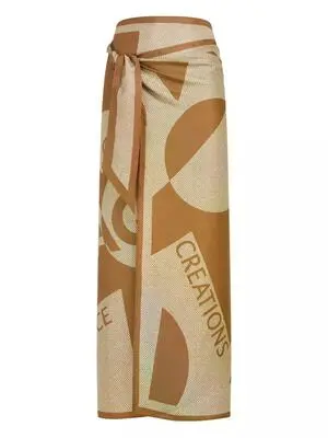 FERRAGAMO Printed Wrap Beach Cover-up - Neutrals