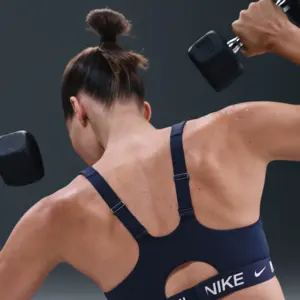 Nike Indy High Support Padded Adjustable Sports Bra - Blue