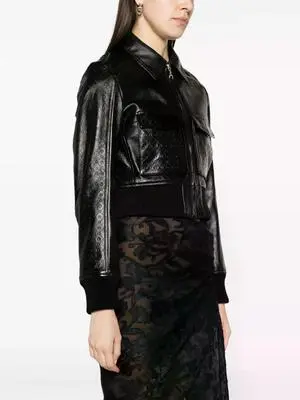 MARINE SERRE Embossed-logo Leather Jacket